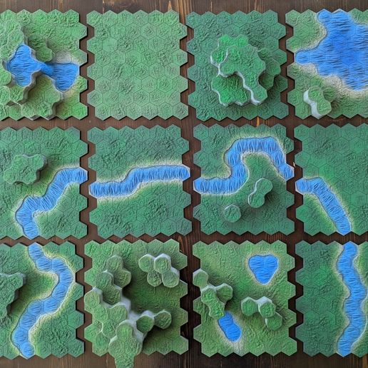🌊 6mm Scale American Mecha Hex Terrain Tile System - Set of 12 Tiles ...