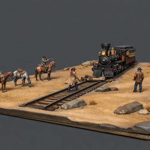 🚆 Wild West Train Robbery Diorama STL for 3D Printing・ STL File for 3D ...