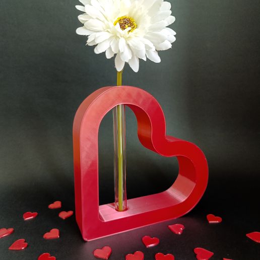💜 Heart Test Tube Vase - Viola・ STL File for 3D printing・Cults