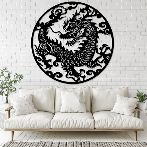 🐉 Traditional Chinese Dragon 2D Wall Art/Window Art・ STL File for 3D ...