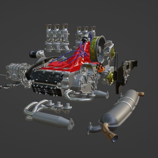 💭 PORSCHE 911 SC Motor and Gearbox 3D Printable・ STL File for 3D ...
