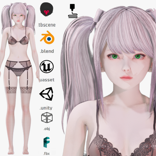 ♀️ Lingerie clothes 0013 - Rigged -Unreal - Unity - Blender - Animated - Realistic Female ...
