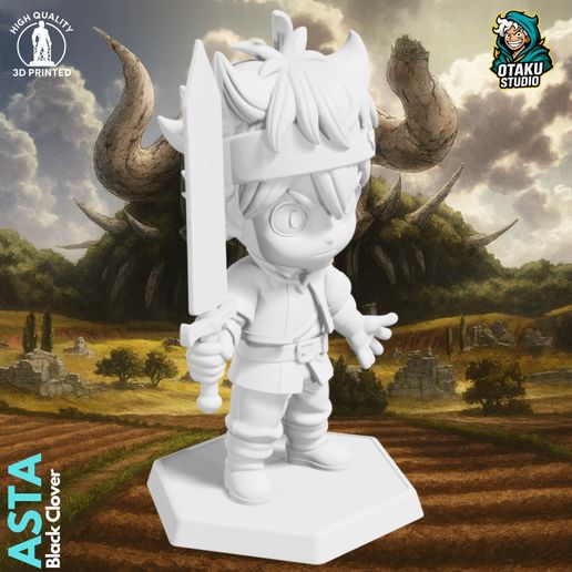 ☘️ Chibi Asta - Black Clover Fan Art 3D Model・ STL File for 3D printing ...
