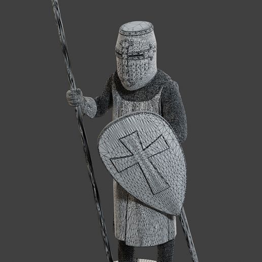 👨 Knight Templar Stand Spear T1・ 3D File for 3D printing・Cults