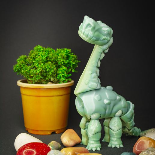 🦖 Flexi Print In Place Dino・ STL File for ・Cults