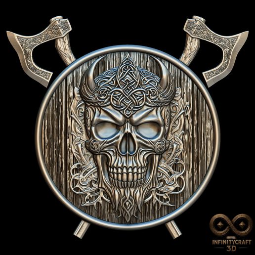 🛡️ Viking Death Shield – Cursed Skull Warrior Relief Wall Art・ STL File ...