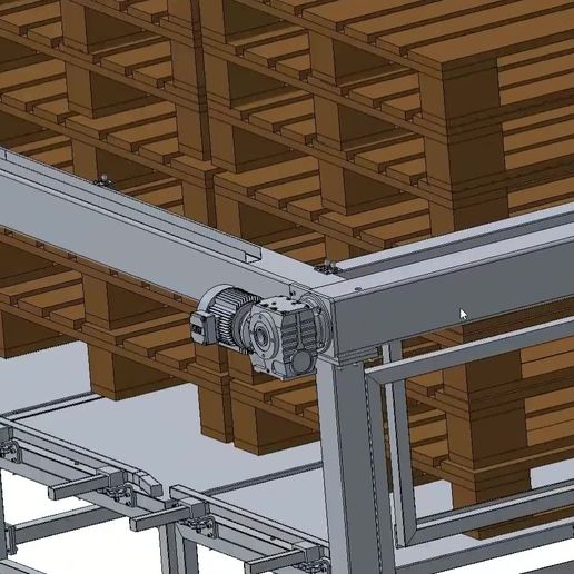 🪵 3D CAD Model, Pallet Loading-Unloading Machine for Wooden & Plastic ...