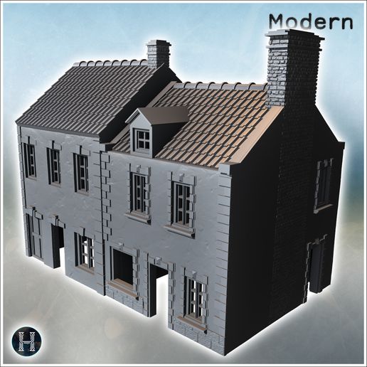 🤏 Small two-story house with a single chimney and sloped roof (Carentan ...