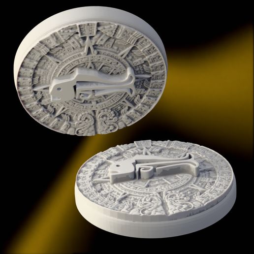 ☀️ Aztec Sun Calendar Replica・Free STL File for 3D printing・Cults