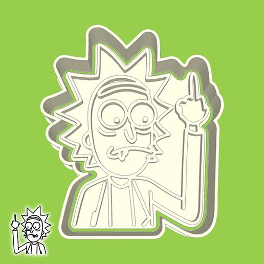 🍪 Rick and Morty cookie cutters - Rick Sanchez (showing middle finger ...