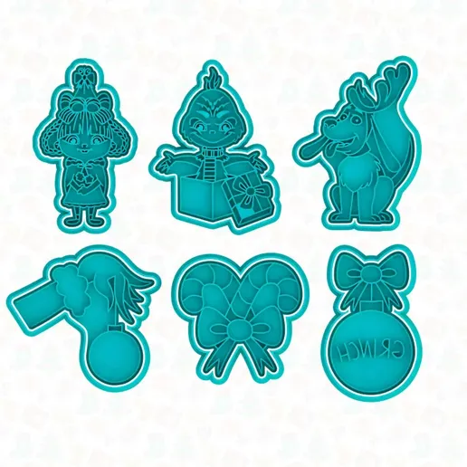 3D file Christmas Grinch cookie cutter set of 6 🎄 ・3D printing model to ...