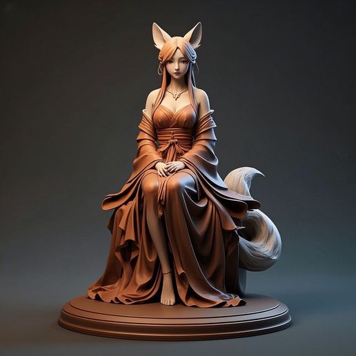 🎨 1252 COLORFUL Fox Spirit Woman in Pu Song Ling Style, beast, magic ...