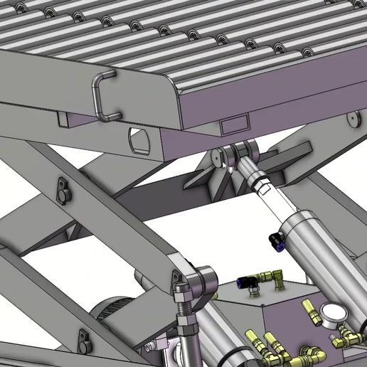 ⚙️ 3D CAD Model, Hydraulic Lift Table with Roller Conveyor – Heavy-Duty ...