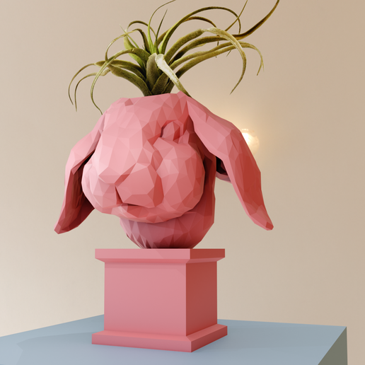 STL file bunny rabbit bust planter pot flower vase low poly stl 🐇 ・3D ...