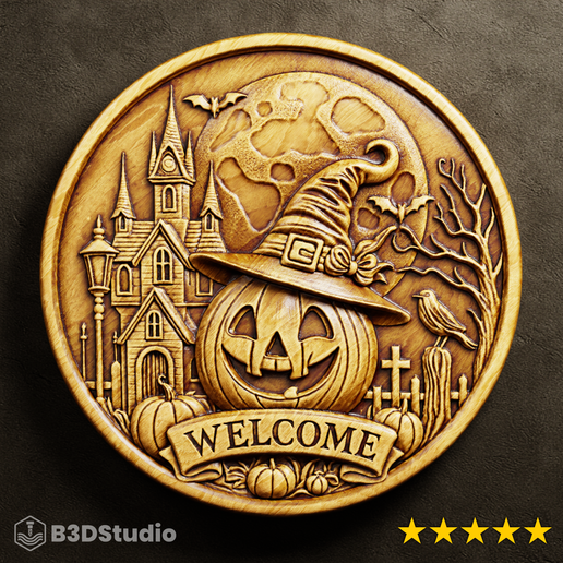 🎃 Halloween Pumpkin Relief for CNC Laser and 3D Print STL File and 4K ...