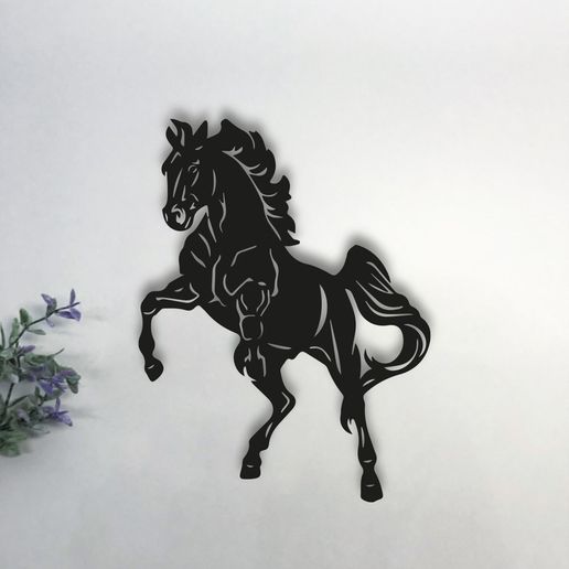 STL-Datei PFERD PFERD PFERD WANDKUNST 2D WANDDEKORATION 👨 (OBJ und DXF ...