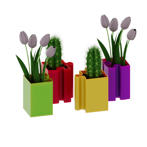 STL file Modular Puzzle Planter Set - Customizable Flower Pots for ...