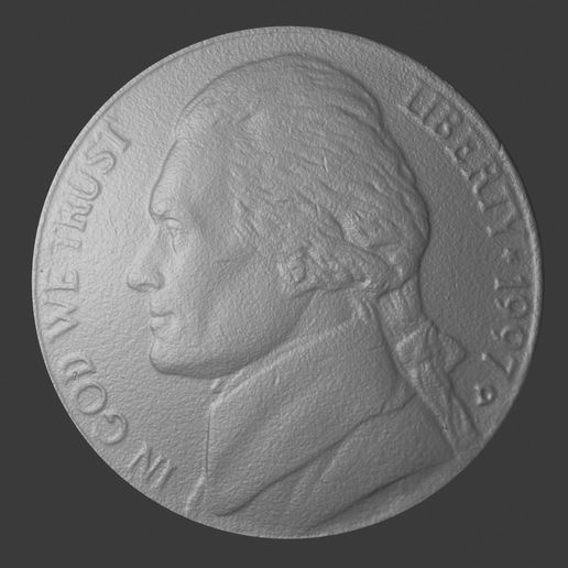 🩻 US, 5 Cents, Face Side, 3D Scan・ STL File for 3D printing・Cults