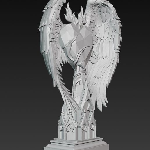 🕍 Temple of Eternal Love: Winged Gothic Heart with Cathedral Base・ STL ...