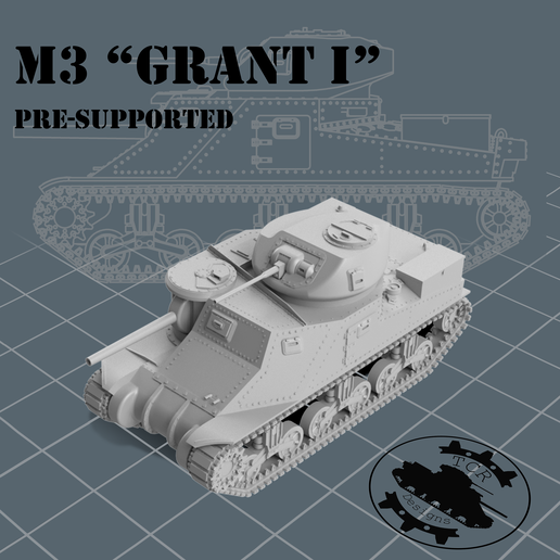 🪖 M3 Grant - 1/72 Medium Tank - Presupported・ STL File for 3D printing ...