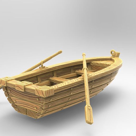 🪵 Classic Rowboat – 3D Printable Wooden Boat with Removable Oars・ STL ...
