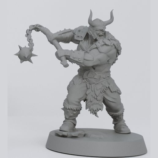 🎲 BARBARIANS RAIDERS - Raider with Flail (32mm) DnD + Resin Pre ...
