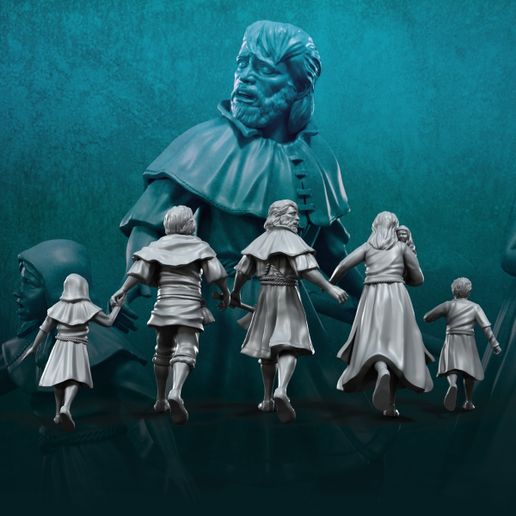 🎲 5x Peasants Fleeing | Historical・ 3D File for 3D printing・Cults
