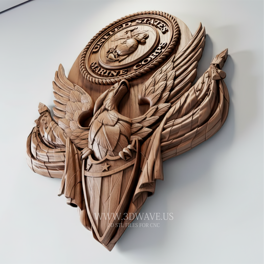 🦭 USMC Seal 3D | Globe Anchor STL | Patriotic Eagle Wood Carving STL ...