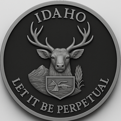 🪙 idaho state flag coin token wall art・ STL File for 3D printing・Cults