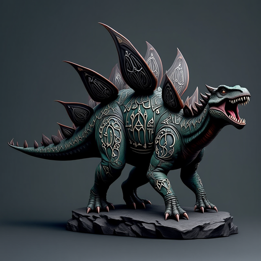 🦖 2664 Gothic Roaring Stegosaurus Dinosaur 3D Model, Halloween, Fuchs ...
