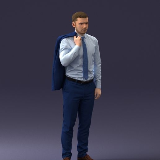 🏢 000146 Stylish Businessman Holding Jacket 0709・ 3D File for 3D printing・Cults