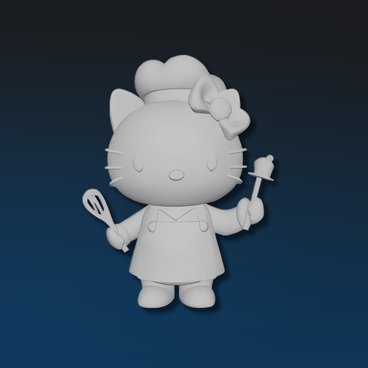 Archivo STL Hello Kitty Cocinera – Chef Adorable 👋 ・Objeto imprimible ...