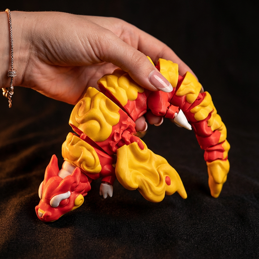 🔥 Articulated Fire Dragon | Brain Texture Flexi Toy | Fantasy Monster ...