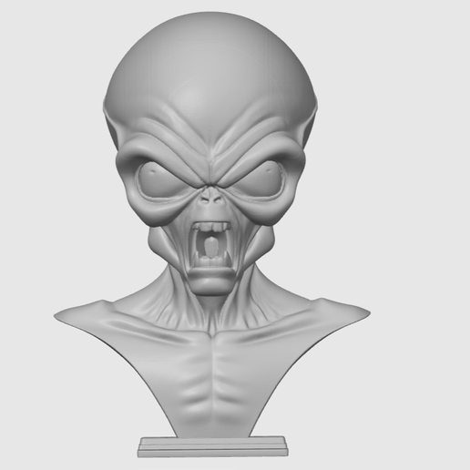 😡 Horiific Angry Screaming Vicious Alien Martian_ Bust Sculpture Statue ...