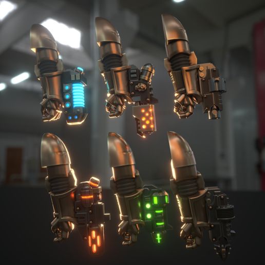 🛰 Wrist mounted pistols for space knights (8 Poses)・ STL File for ・Cults