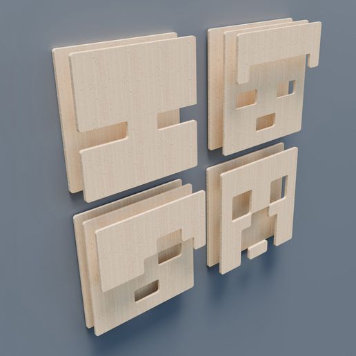 📁 CNC laser cut file - Minecraft heads as wall decoration・ DXF File for ...