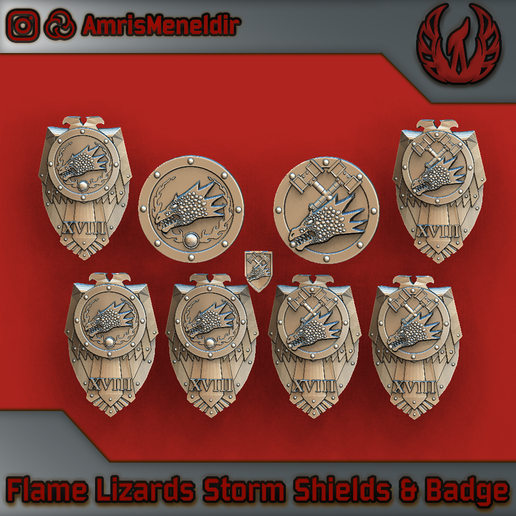 🔥 Flame Lizards Legion Heraldry and Storm Shields・ STL File for 3D ...