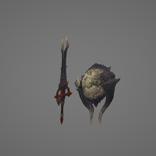 STL file MONSTER HUNTER WORLD FATALIS SWORD AND SHIELD 👹 (OBJ)・3D ...