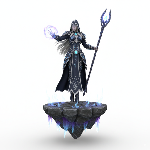 🧙‍♀️ Mystic Sorceress on Levitating Disc - Dynamic Fantasy Spellcaster ...