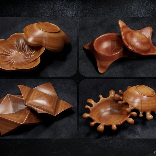 🪵 Bowls Pack 4 - CNC Files for Wood (STL)・ 3D File for ・Cults
