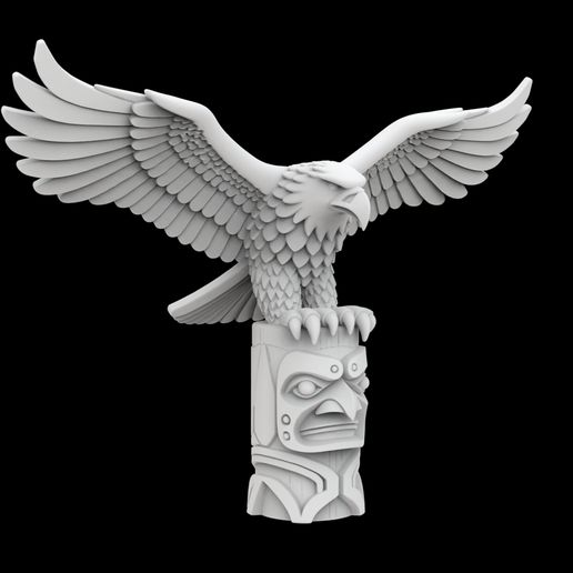 🦅 Eagle on Totem Base 3D Print Model・ STL File for 3D printing・Cults