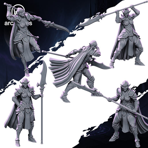 ♀️ Female Dark Elf Glaive Unit Army STL | 32mm Presupported Miniatures ...