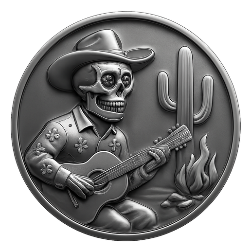 💀 sugar skull cowboy coin token wall art・ STL File for 3D printing・Cults