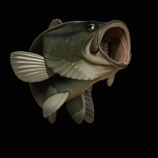 🐠 fish Largemouth Bass / Micropterus salmoides trophy statue detailed ...