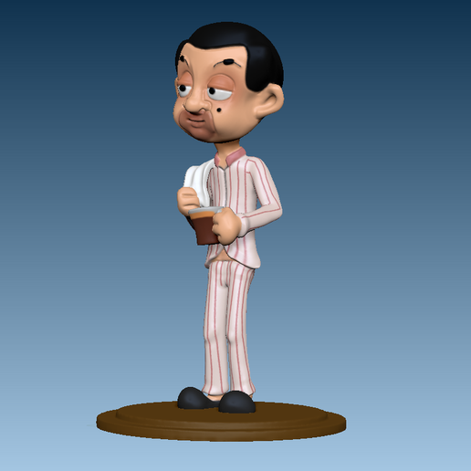 ☕ mr. bean taking coffee in the morning from mr bean cartoon・ OBJ File ...
