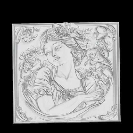 👩 Romantic Woman 3D Relief・ STL File for 3D printing and CNC machining ...