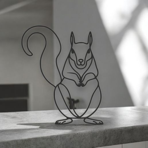 OBJ file Squirrel Line Art - Desktop Line Art 🎨 ・3D print design to ...