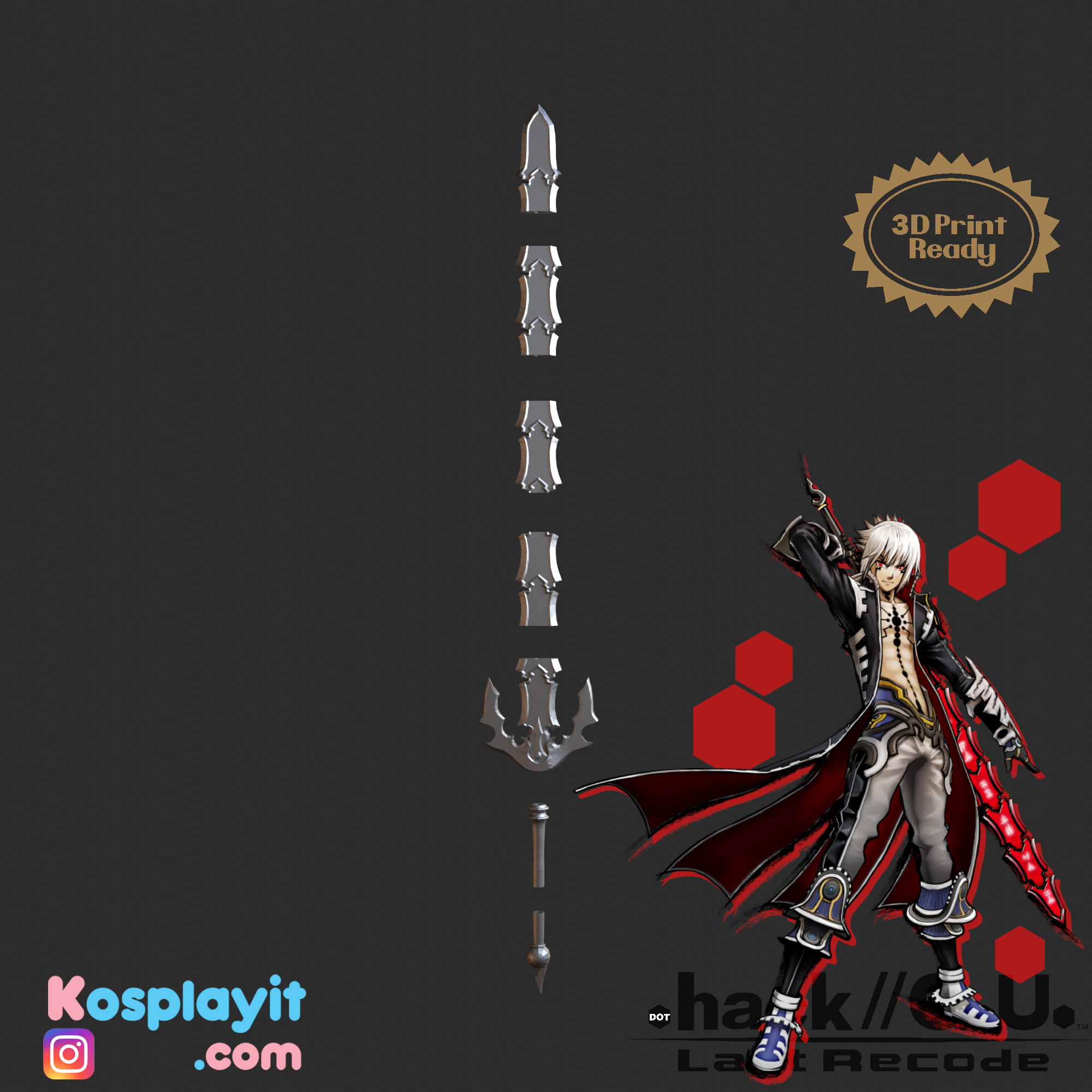 Descargar archivo 3MF Haseo 5th Form Sword 3D Model - Dot Hack Cosplay ...