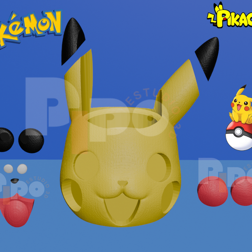 🧉 MATE PIKACHU - ESCALONADO MULTICOLOR・Archivo 3D para Impresión 3D・Cults