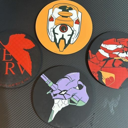 3D file Evangelion Coasters Set of 4 🪞 ・Design to download and 3D print ...